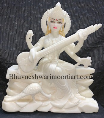 Buy Marble Saraswati Devi Statue at Best Price - Bhuvneshwari Moorti Art